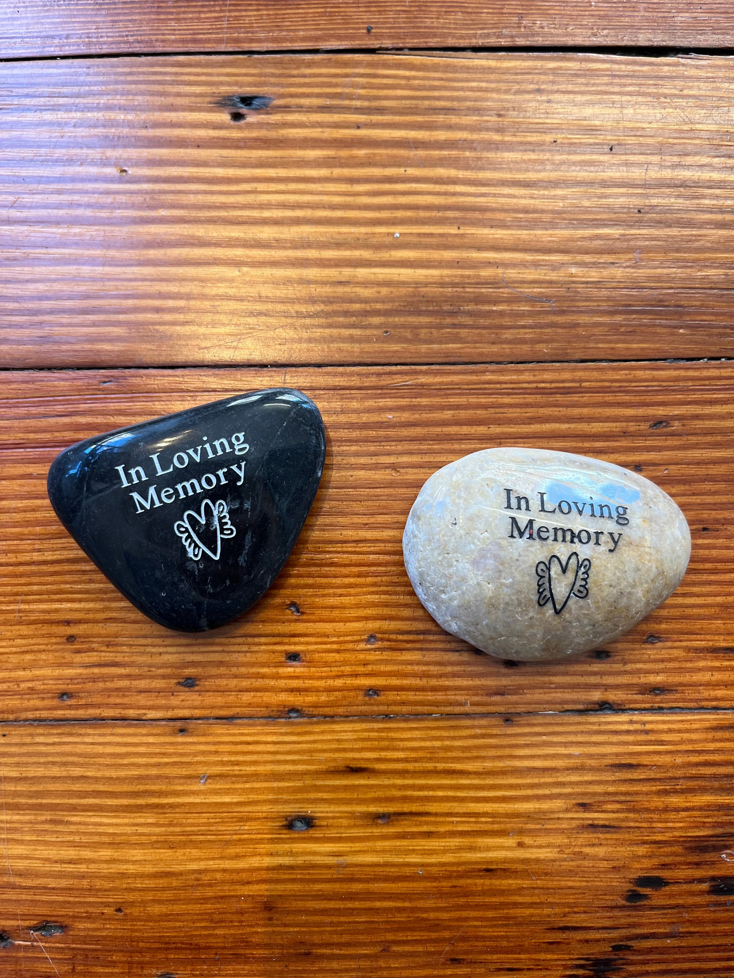 Engraved "In Loving Memory" Rock - Heart Wing assorted colors | Moody's ...